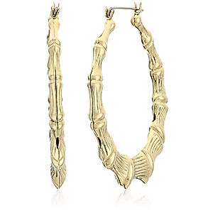 Betsey Johnson Large Nickel Bamboo Hoop Earrings