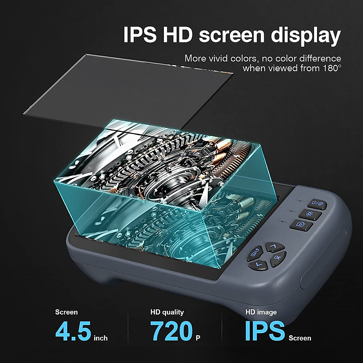 8mm Dual Lens Endoscope Camera, 4.5 Inch Industrial Borescope Camera, for Automotive HVAC Plumbing, Waterproof Probe(1M/3.28FT Cable)