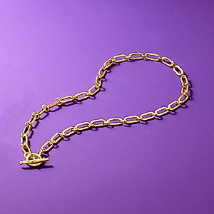 Ross-Simons Italian 18kt Gold Over Sterling Paper Clip Link Necklace. 20 inches