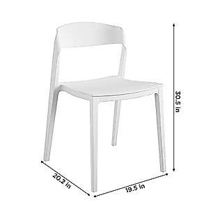 COSCO Outdoor/Indoor Stacking Resin Chair with Ribbon Back, 2-Pack, White