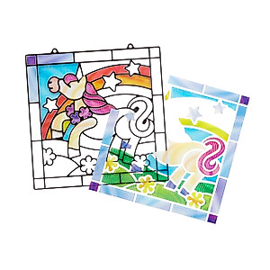 Melissa & Doug Stained Glass Made Easy Craft Kit - Unicorn - Kids Sticker Stained Glass Craft Kit; Unicorn Crafts For Kids Ages 5+