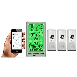 Ambient Weather WS-50-F007TH-X3 WiFi Smart Weather Station Receiver w/ 3 Outdoor Thermo-Hygrometers