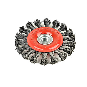 Aain 10 PCS - 4 Inch Twist Knotted Wire Wheel Brush for Grinders and Angle Grinder - 5/8 Inch-11 Threaded Arbor - 0.020 Inch Carbon Steel Wire,4" x 5/8-Inch | 11 UNC (AQ19A10)