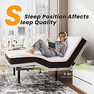 Yireehome Electric Queen Adjustable Bed Frame with Wireless Remote, Head Foot Incline, USB, Underbed Light - Heavy Duty Platform, Easy Assembly, Zero Gravity - Bedframe Basic with Quiet Motor