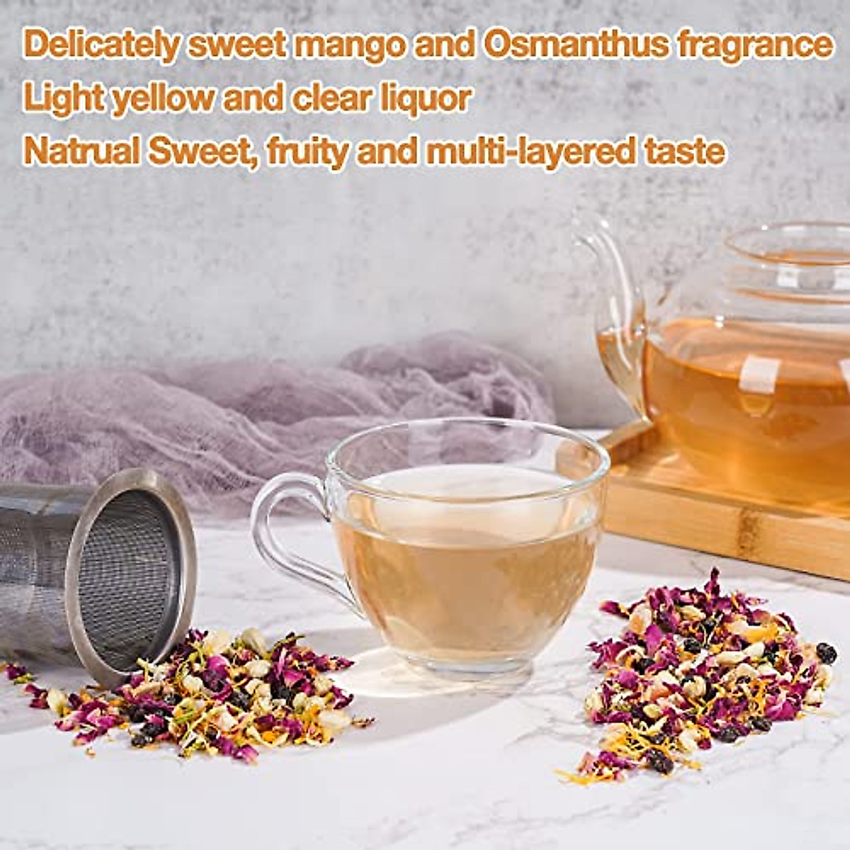 Taimei Teatime Rose Jasmine Herbal Tea Blends From Germany, Loose Leaf Fruit Tea in Resealable Canister (120g-50 Cups), Non-Caffeinated, Skin Health & Anti-aging, Hot and Iced Tea