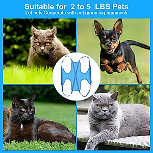 Cat Grooming Hammock, Pet Grooming Harness for Dogs&Cats, Multi Hammock Restraint Bag with Adjustable Grooming Loop/Stainless D-Hooks/Nail Clippers/Trimmer/Nail File for Pet Nail Trimming, Care (XS)