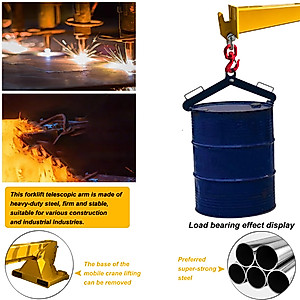 HQHAOTWU Forklift Jib Boom Crane Industrial Forklift Telescoping Jib Boom 4400lb Capacity Hoist Jib Boom Hook Double Fork Design Extend from 7 Up to 12ft Adjustable Crane Boom Mobile Crane Lifting