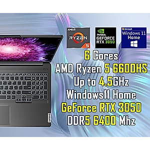 Lenovo IdeaPad 5 Pro 16" Slim Laptop, 16:10 QHD+ 120Hz IPS 350Nits 100% sRGB Display, R5-6600HS, RTX 3050, TÜV, Backlit KB, Win 11 W/Mouse Pad(16GB RAM-2TB SSD)