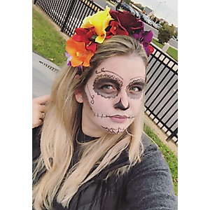 DreamLily Day of the Dead Headband Costume Rose Flower Crown Mexican Headpiece BC40 (Mix-color)