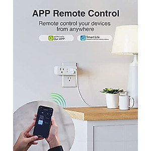 Smart Plug Outlet Extender, WiFi Surge Protector Power Strip+Mini Wi-Fi Plugs Compatible with Alexa and Google Home