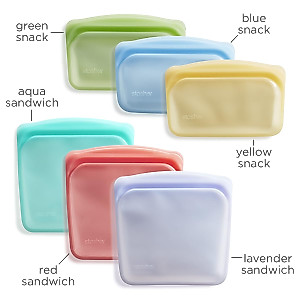 Stasher Premium Silicone Reusable Food Storage Bags, 6-Pack, Multi | Multi-Use Food Storage Bags, Lunch Bag, Travel Containers | BPA Free, Leak-free, Dishwasher-Safe, Eco-friendly