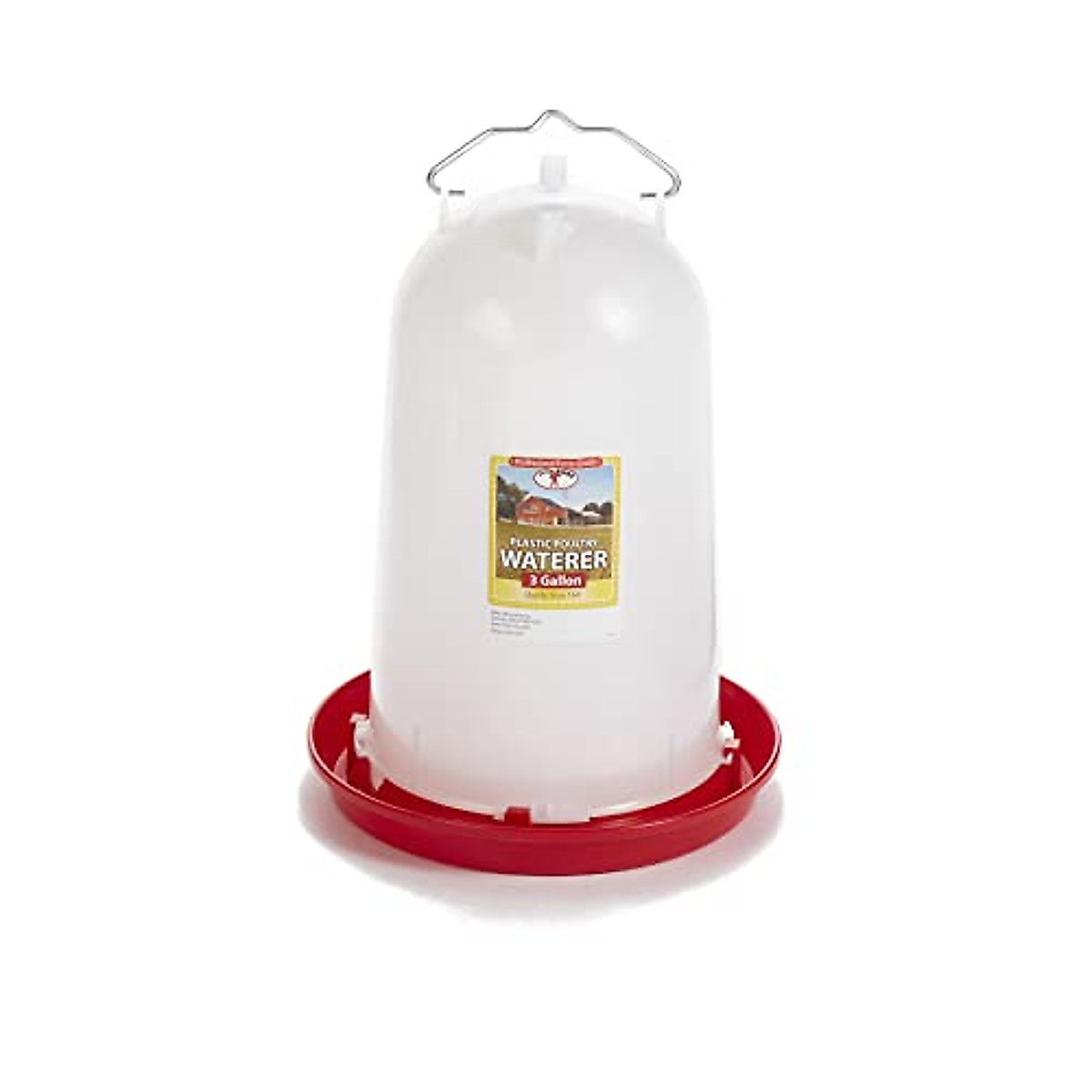Plastic Poultry Drinker (3 Gallon) - Little Giant - Heavy Duty Plastic Gravity Fed Water Container Jar (Red) (Item No. 7906)