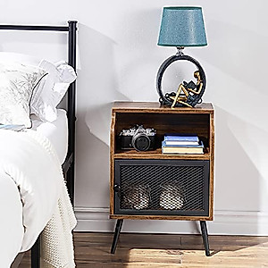 VECELO Nightstand with Storage Cabinet, End Side Table with Drawer,Night Stand for Home, Bedroom, Living Room, Easy Assembly,Set of 2,Brown