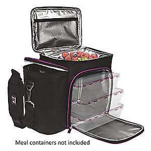 Large Meal Prep Lunch Box - Insulated Lunch Box For Women or Men - Perfect For Multiple Containers/Meals - Keep Food Cool and Organized - A2S Black/Red