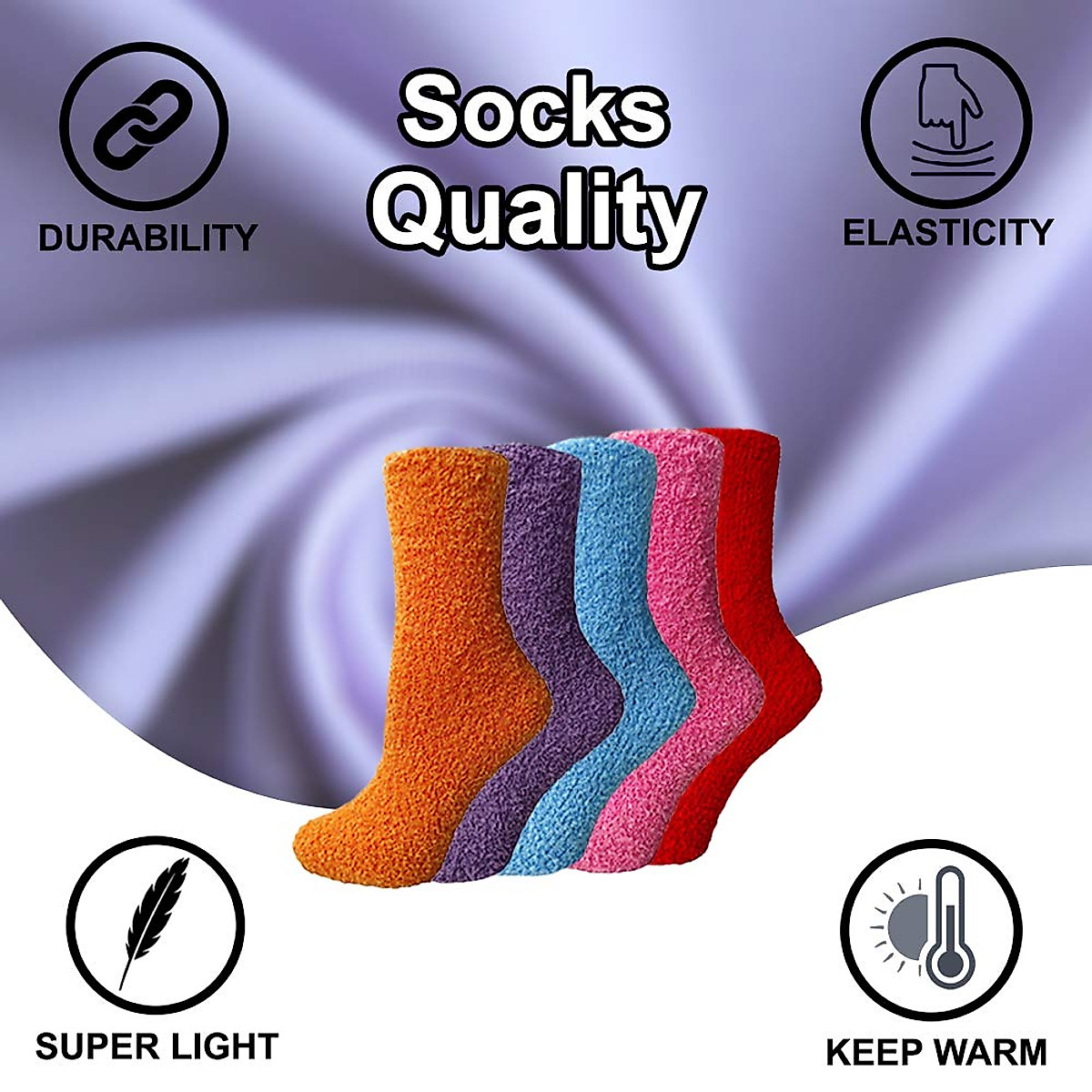 Yacht & Smith 12 Pairs Women Fuzzy Socks Crew Socks, Warm Butter Soft (Solid Assorted 12 Pack)