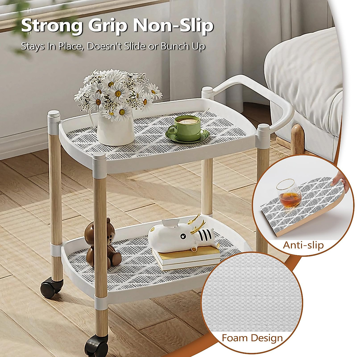 Shelf Liner Drawer Liner for Kitchen Cabinet, Non Adhesive Slip Resistant Shelf Paper, Strong Grip Thickened Cabinet Liners Protect Kitchen Cupboard, Dresser, Bathroom Drawers (Gray, 11.8" x 10 FT)