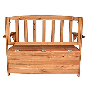 HomVent Wood Patio Storage Bench Garden Storage Bench Seat, Outdoor Patio Furniture Cabinet Storage Bench Deck Box with Chair Backrest