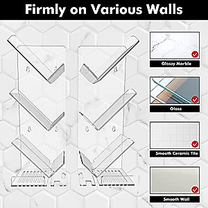 Kamehame 2 Pack Acrylic Shower Shelves, Shower Shampoo Holder, Bathroom Organizer Shower Caddy