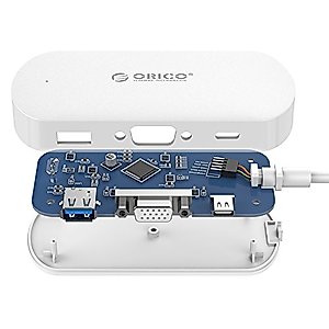 ORICO TCV1-WH USB 3.0 x 1, Type-C x 1, VGA x 1, USB 3.0 Hub, White