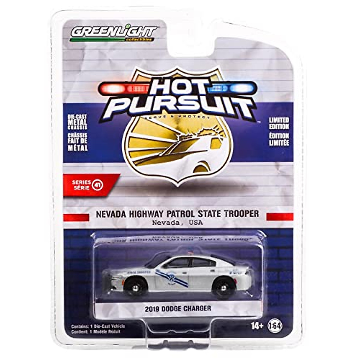 Greenlight 42990-D Hot Pursuit Series 41 - 2019 Dodge Charger - Nevada Highway Patrol State Trooper 1/64 Scale Diecast