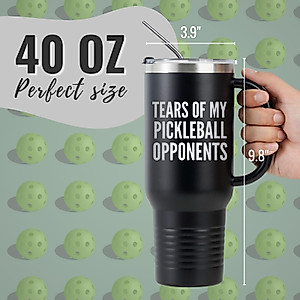 Onebttl Pickleball Gifts for Women/Men, Gifts for Pickleball Lovers, Insulated 40oz Stainless Steel Tumbler with Handle, TEAR OF MY PICKLEBALL OPPONENTS