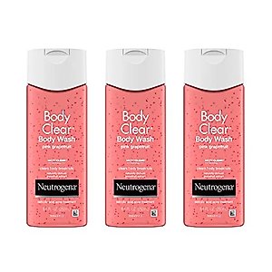 Neutrogena Body Clear Acne Treatment Body Wash with Salicylic Acid Acne Medicine, Pink Grapefruit Body Acne Cleanser to Prevent Breakouts on Back, Chest & Shoulders, 8.5 fl. oz (Pack of 3)