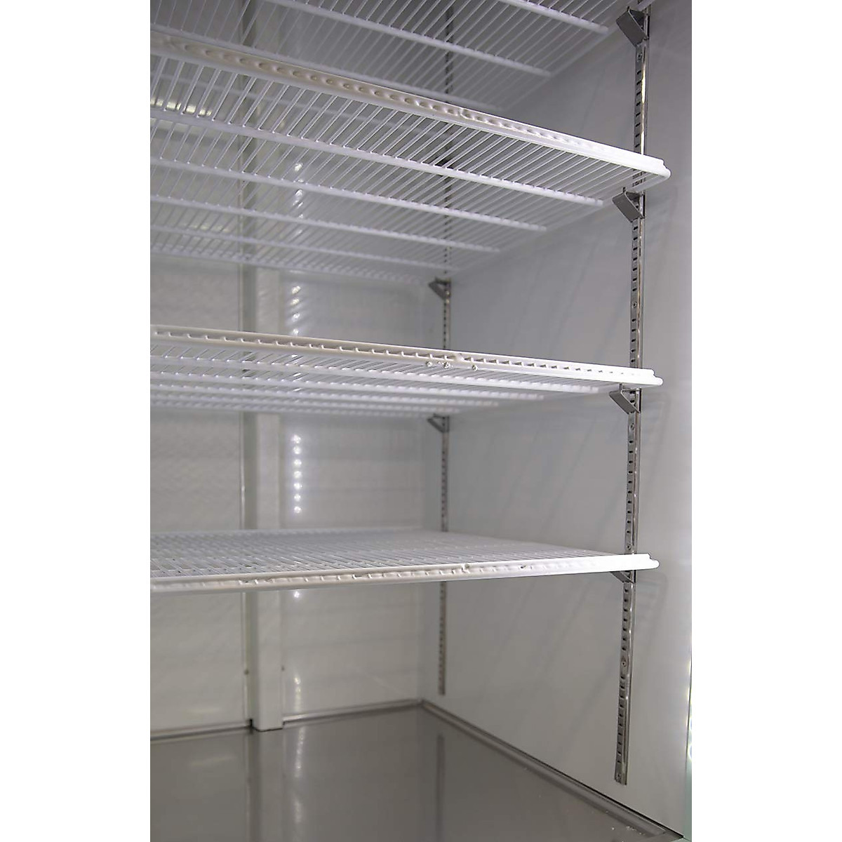 Commercial Grade Merchandiser Refrigerator | Black Coated Steel Cabinet | 2 Sliding Glass Doors | Fog Resistant Glass | 45 Cu. Ft. | 8 Adjustable Shelves | 53.2" x 31.9" x 82.625” | R-290 Refrigerant
