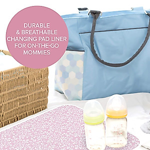 Kushies Deluxe Waterproof Changing Pad Liners - 20 x 30 inches Baby Changing Table Liners - Baby Changing Pads - Diaper Changing Flat Liner Pad Waterproof Portable (Pink Berries)