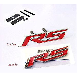 Yoaoo 1x OEM Grille Rs with Decal Rs Emblem Badge 3D Logo Allloy Compatible with Camaro Series Red