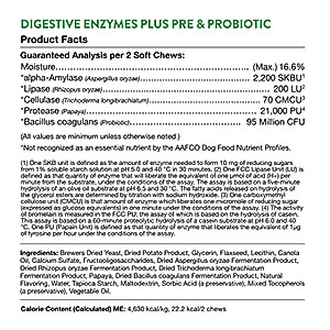 NaturVet – Digestive Enzymes - Plus Probiotics & Prebiotics – Helps Support Diet Change & A Healthy Digestive Tract – for Dogs & Cats (Soft Chews, 120 Count)