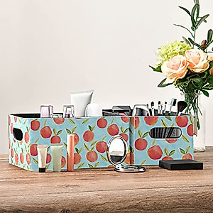 Peaches Blue Storage Basket Felt Storage Bin Collapsible Storage Box Convenient Box Organizer for Pet Supplies Magazine