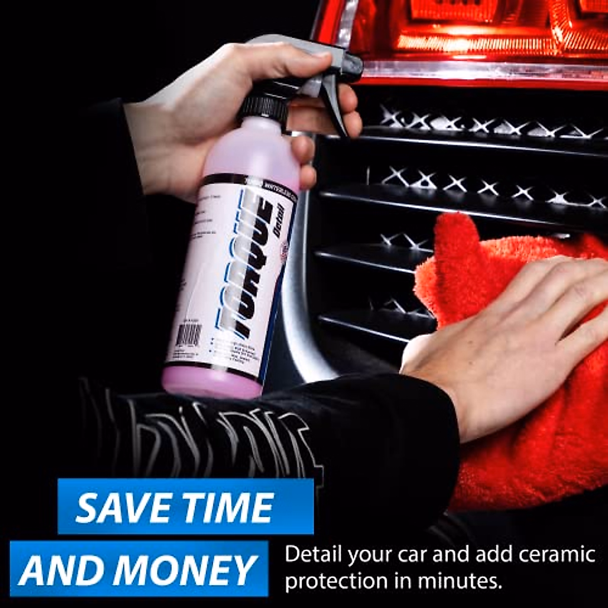 Torque Detail Ceramic Waterless Wash & Quick Detailer - Anti-Static Waterless Car Wash & Quick Detailer - Super High Gloss Formula, Enhances Shine of Top Coat Wax or Ceramic Coating (16 fl. oz)