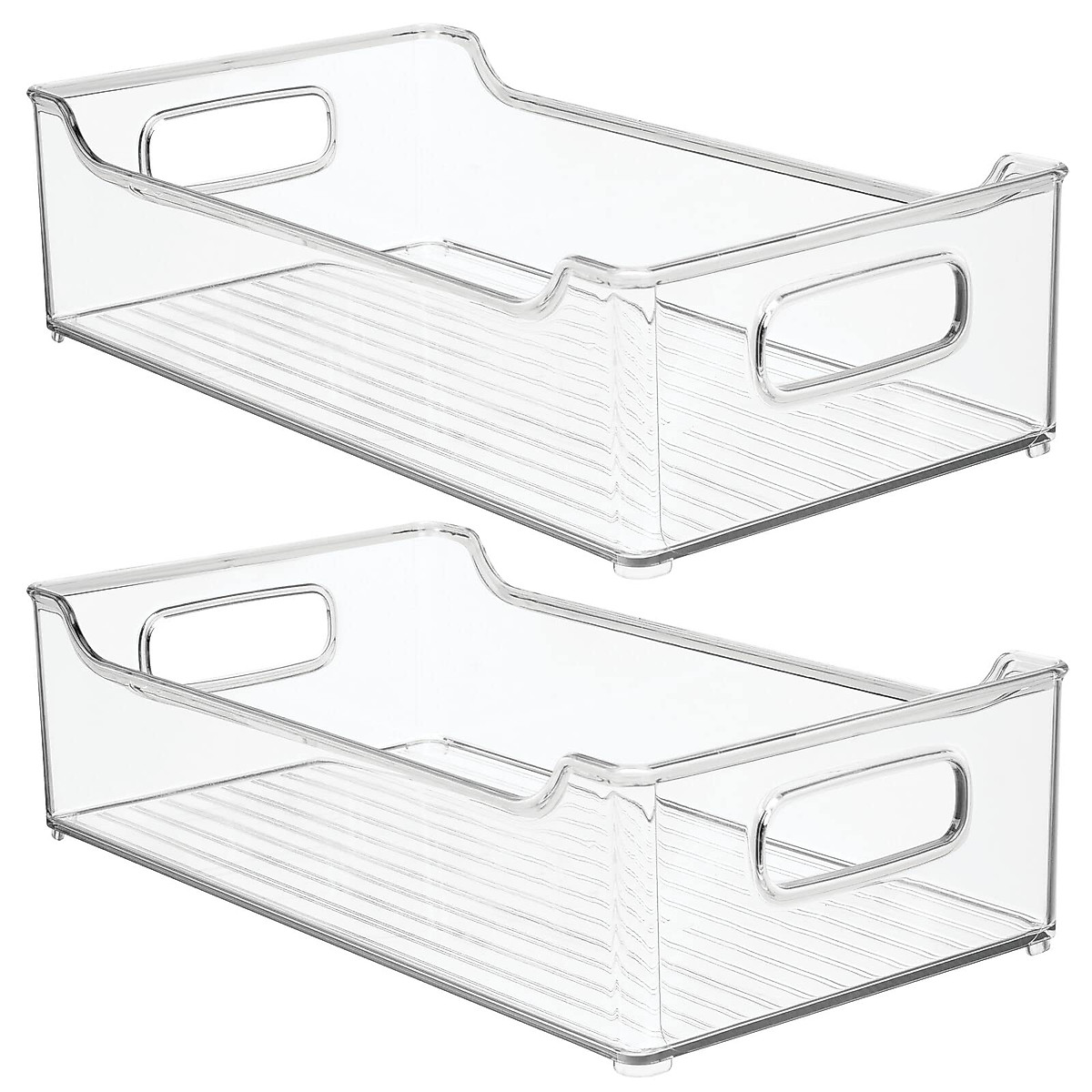 mDesign Wide Plastic Nursery Storage Container Bins with Handles for Organization in Cabinet, Closet or Cubby Shelves - Organizer for Baby Food, Bibs, Formula, and Burp Cloths - 2 Pack - Clear
