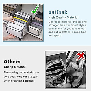 SelfTek 4 Pcs Wardrobe Clothes Organizer, Foldable Drawer Organizers for Clothing, 7 Grids Clothes Compartment Storage Box for Socks, Skirts, T-shirts, Jeans and underwear Organizers and Storage