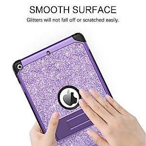 BENTOBEN for iPad 9th Generation Case with Kickstand, iPad 8th / 7th Generation Case Glitter Sparkly 3 Layers Shockproof Full Body Protective Girls Tablet Cover for iPad 10.2" 2021/2020/2019,Purple