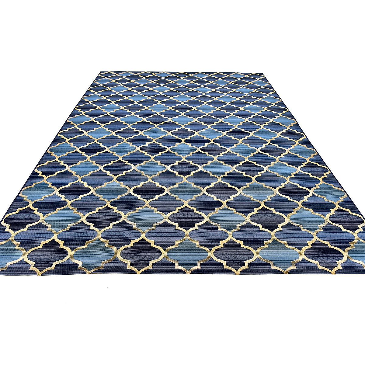 Unique Loom Outdoor Trellis Collection Area Rug - Eden Trellis (8' x 11' 4" Rectangle, Blue/ Beige)