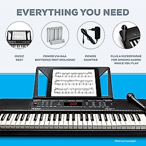 Alesis Melody 54 - Electric Keyboard Digital Piano with 54 Keys, Speakers, 300 Sounds, 300 Rhythms, 40 Songs, Microphone and Piano Lessons
