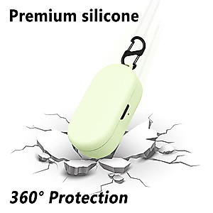 Geiomoo Silicone Case Compatible with TOZO T12, Protective Cover with Carabiner (Luminous Green)