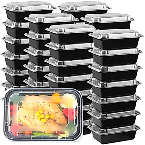 Moretoes 50 Pack Meal Prep Containers Reusable 24 Oz, Disposable Food Storage, Plastic Containers for Lunch-Microwave, Freezer, Dishwasher Safe
