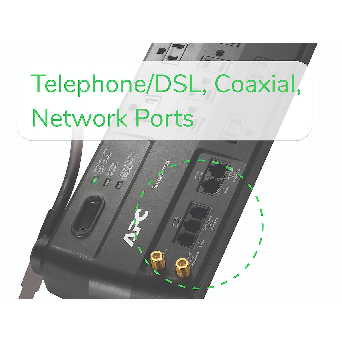 APC Surge Protector with Phone, Network Ethernet and Coaxial Protection, P11VNT3, 3020 Joules, 11 Outlet Surge Protector Power Strip Black