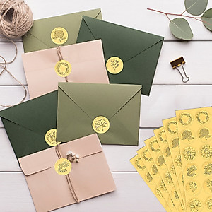 540 Pieces Gold Wax Seals Stickers Embossed Envelope Seal Stickers Gold Foil Self Adhesive Wax Stickers for Wedding Greeting Cards Invitations Party Certification, 6 Patterns (Flower)