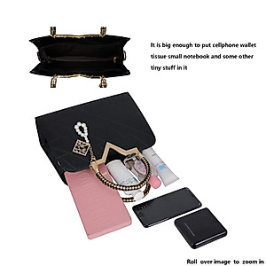 Women Purses and Handbags Ladies Fashion PU Leather Top Handle Crossbody Satchel Shoulder Totes Top Bags (Black)