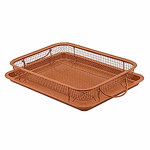 G & S Metal Products Company Baking with G&S Nonstick Crisper Basket with Baking Pan, Copper, 2 Piece Set, Durable and Easy to Use