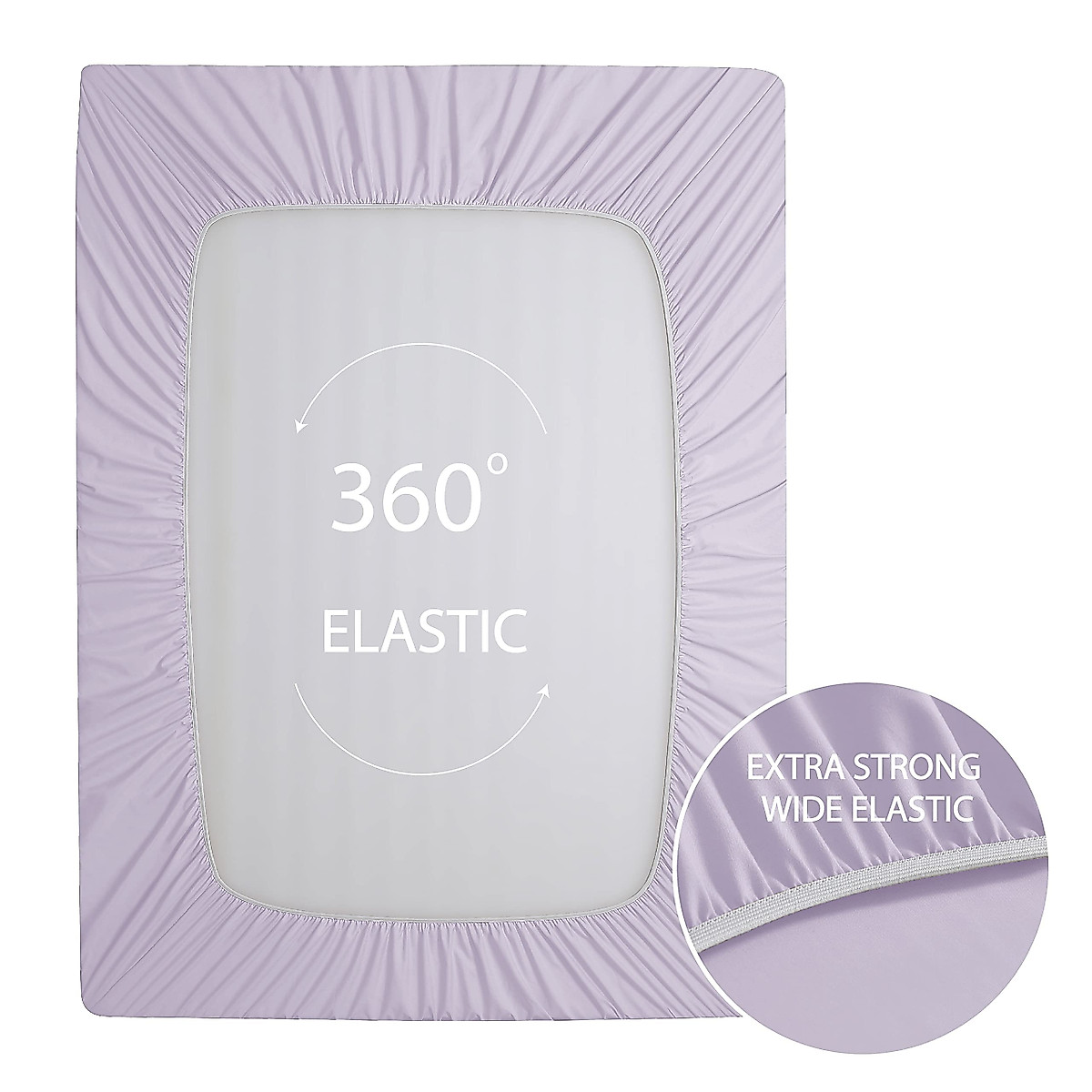 Cathay Home Luxury Wrinkle and Fade Resistant Double Brushed Ultra Soft Microfiber 14-Inch Standard Pocket Single Fitted Sheet, Lavender, Full