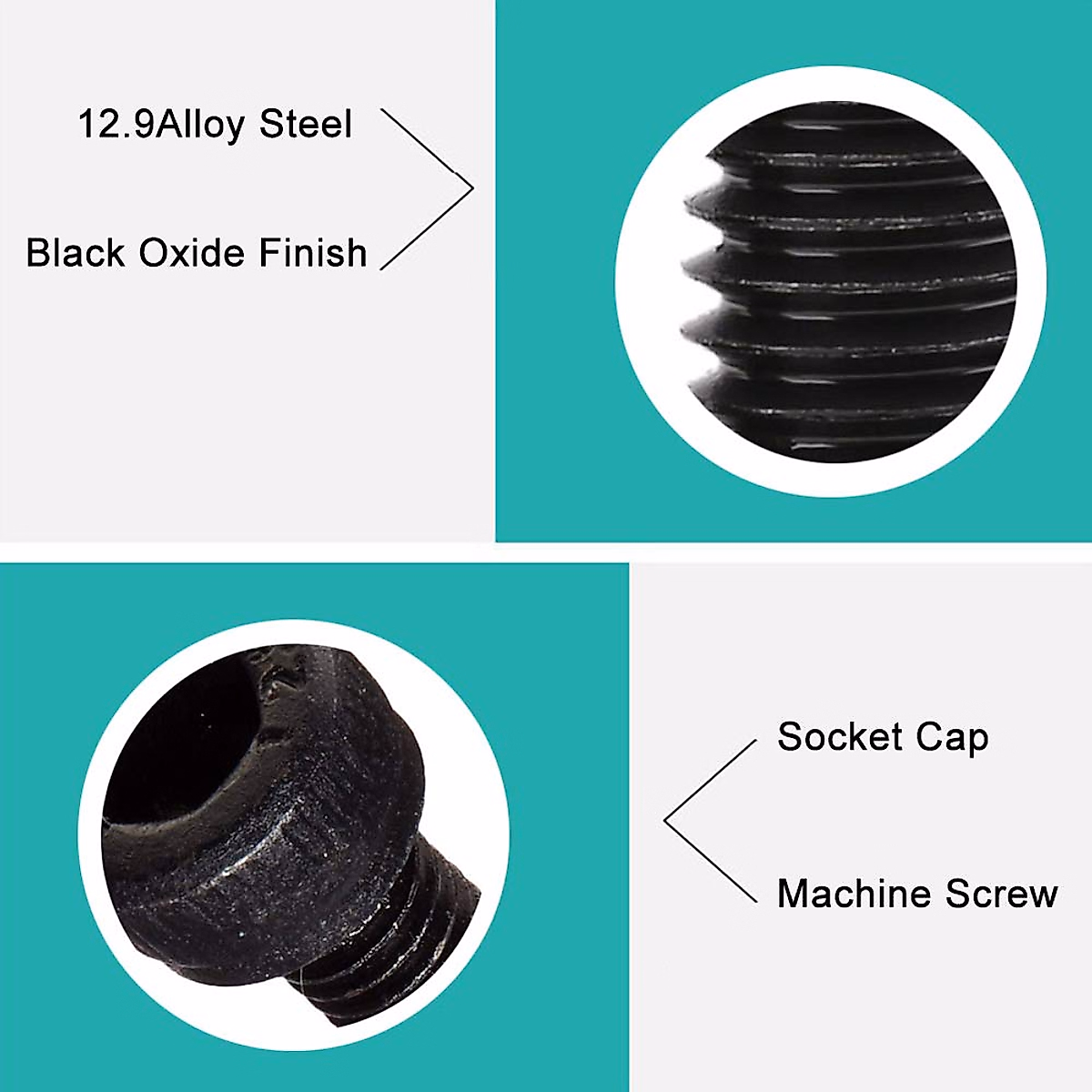 100Pcs M3x10 Alloy 12.9 Steel Hex Socket Pan Head Screws Bolt Cap Machine Screws Black