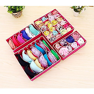 FunSpt Foldable Fabric Closet Underwear Organizer Drawer Divider Dresser Organizer Storage Box, 8 Cells