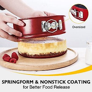 Springform Pan set, Nonstick Leakproof 3 Pcs(4"/7"/9") Cake Pan Bakeware Cheesecake Pan with 3 PcsIcing Spatula, Baking Pan, Round Cake Pans, Cake Decorating Kit, Baking Supplies, Cake Mold-Red
