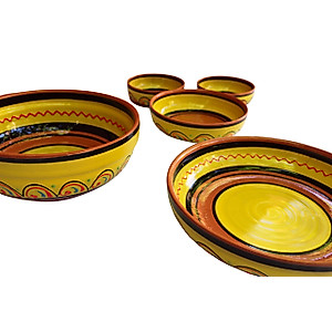 Canyon Cactus Ceramics Spanish Terracotta Set of 3 Small Dipping Bowls, Yellow