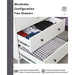 Besfur Steel Storage Wardrobe Cabinet - Metal Wardrobe Armoire Closet with Adjustable Hanging Rod & Two Drawers for Bedroom, Laundry Room (White)