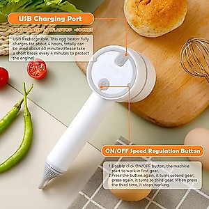 Good Dee's Portable Electric Cordless Handheld Mixer, 3-Speed Adjustable Lightweight USB Rechargeable Hand Mixer Stainless Steel (White)